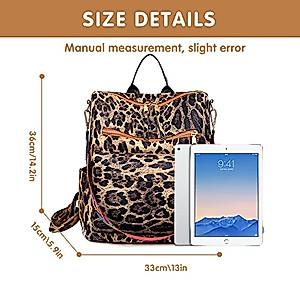 MCWTH Women Backpack Purse Fashion PU Leather Ladies Handbag, College Travel Casual Shoulder Bags (Leopard Brown)