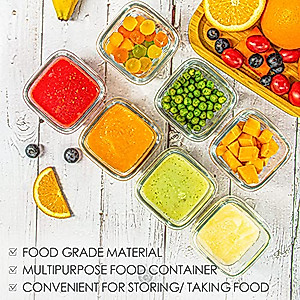 YARYOUNG 24 Pack 5oz Small Glass Food Storage Containers, Tiny Food Containers with Locking Lids Leak-proof, Glass Food Jars for Storing and Freezing food, Oven & Dishwasher Safe, BPA Free, Square