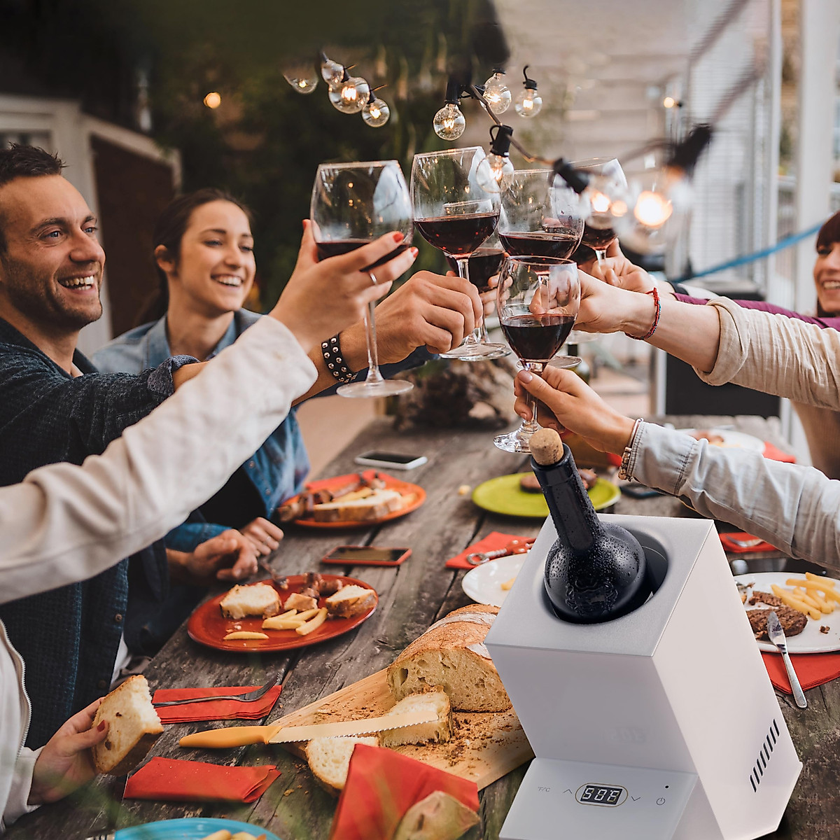 Wine Chiller Electric,Cobalance Wine Chillers Bucket for 750ml Red & White Wine or Some Champagne,Single Bottle Wine Cooler on Patio,Portable Iceless Chiller for Poolside Party,Gift Set for Wine Lover