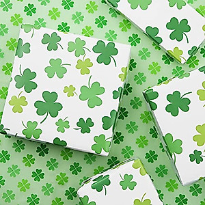 Green Clover Wrapping Paper On White Gift Wrapping Paper 4 Sheets Folded Flat 20x30 Inches Per Sheet, Gift Wrap for St. Patrick's Day,Wedding, Birthday, Bridal Showers, Mother's Day, Valentine's Day Holiday Christening and More Occasion