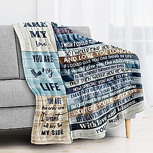 Anniversary Romantic Gifts for Him, Birthday Gifts for Husband from Wife, to My Husband Personalized Gifts for Men Ultra-Soft Throw Blanket, Wedding Father's Day Husband Gift (60 x 50 in)