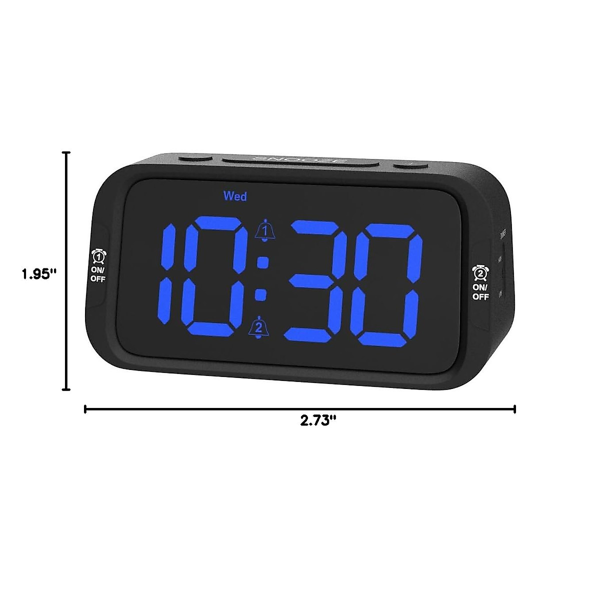 Odokee Digital Dual Alarm Clock for Bedroom, Easy to Set, 0-100% Dimmer, USB Charger, 5 Sounds Adjustable Volume, Weekday/Weekend Mode, Snooze, 12/24Hr, Battery Backup, Compact Clock for Bedside(Blue)