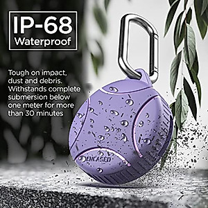 Encased Waterproof Airtag Case Compatible with Apple Airtag Keychain Holder Black Purple - 2 Pack