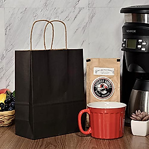 Black Gift Bags - 8x4x10 Inch 100 Pack Small Black Kraft Paper Shopping Bags with Handles, Plain Mini Totes for Small Business, Retail, Boutique Merchandise & Supplies, Birthday Party Gift Wrap, Bulk