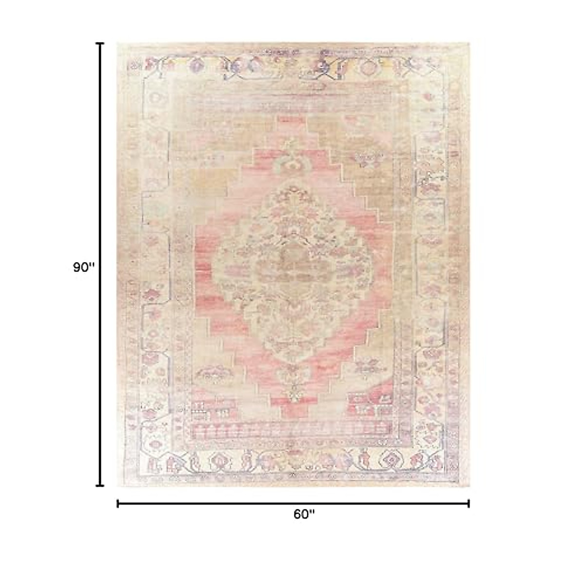Hauteloom Holliday Living Room, Bedroom Area Rug - Traditional - Blue, Beige, Orange - 5' x 7'6"
