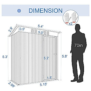 Morhome Sheds & Outdoor Storage, 5x3 FT Outdoor Storage Shed, Outdoor Shed Garden Shed Tool Shed with Lockable Door for Garden Backyard Patio,White+offee