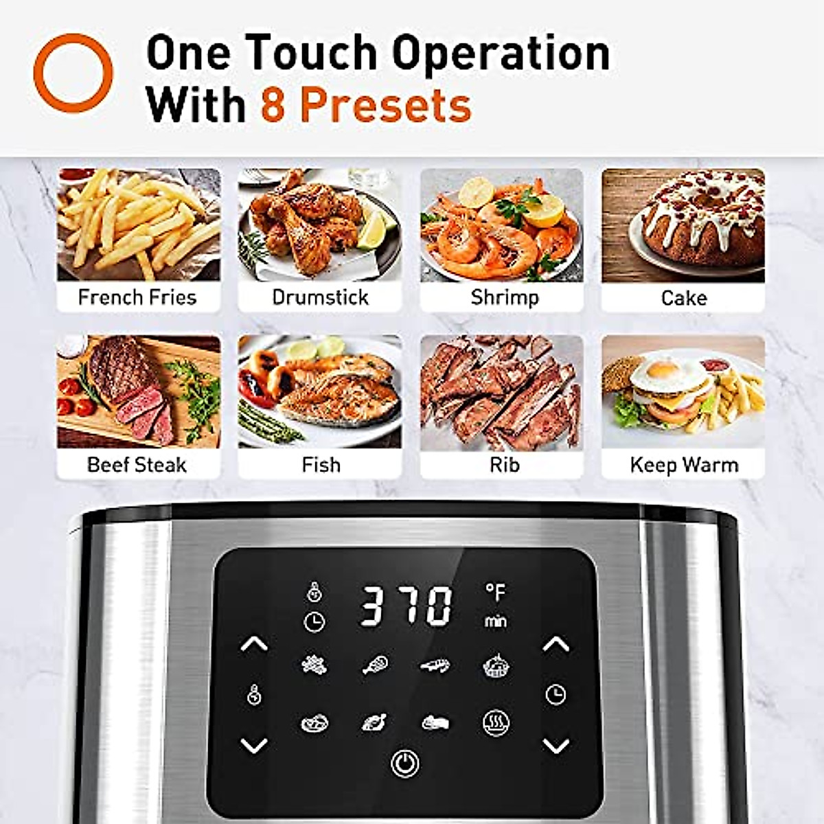 Joyoung JY-570 5.8 Quart Stainless Steel Multi Tasker Detachable Double Basket Air Fryer with LED Touchscreen and 8 Built In Smart Programs, Black