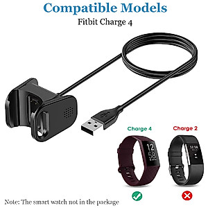 Threeeggs Compatible with Fitbit Charge 4 Charger, Replacement USB Charging Cable Cord for Charge 4 / Charge 3 Smartwatch 55cm/1.8ft (1)