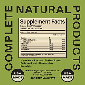 Complete Natural Products Digestive Enzymes for Pets - 4oz - Pure Plant Based Digestive Enzymes