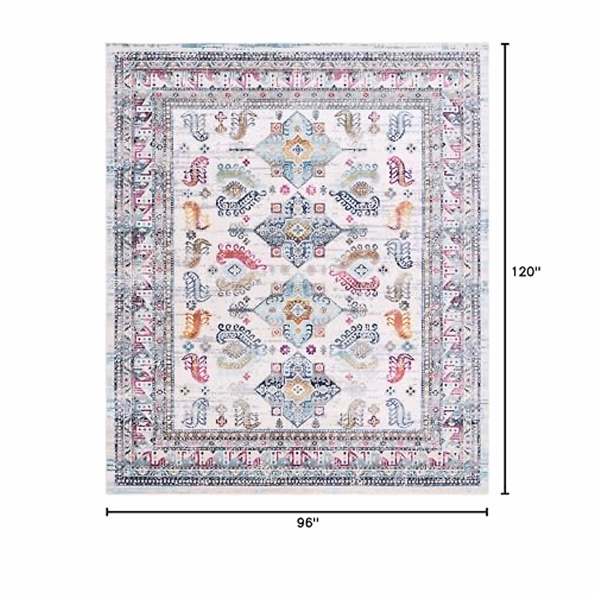 Rugs.com Budapest Collection Area Rug – 8' x 10' Multi Low-Pile Rug Perfect for Living Rooms, Large Dining Rooms, Open Floorplans