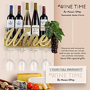 Anna Stay Wine Rack Wall Mounted - Decorative Wine Rack with Wine Glass Holder, Wall Mounted Wine Rack inc Cork Storage & Wine Charms, Wine Gifts with Wine Bottle Holder for Wine Decor