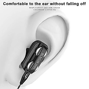 Wired Earphone HiFi Super Bass 3.5mm In-Ear Headphone ， Sports Headsest Wired Headphones with Microphone and Volume Control, Noise Isolating Earphone Tips, Tangle-Free Cord, Bass Driven Audio,（Black）