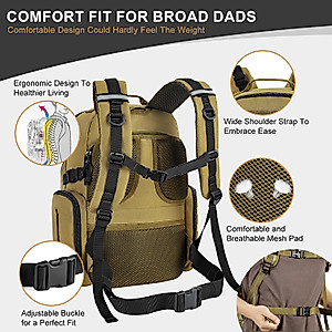 MIRACOL Military Diaper Bag for Dad - Large Diaper Backpack with 12+ Compartments - Insulated Bottle Pockets Quick-Access Wipe Dispenser for Travel Hiking Camping Tan