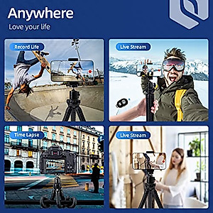 Fotopro Flexible Tripod Mini Tripod for Phone with Remote 360 Ball Head Tripod for Camera, DSLR Aaction Camera