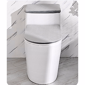 Toilet Tank Lid Cover and Toilet Lid Cover, Bathroom Toilet Lid Seat Cover Set,Toilet Protector Cover，Stretch Washable Spandex Fabric, Fits Most Toilet Tanks & Lids，Hotel and Home，Light Grey (4)