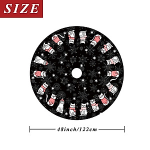 Christmas Tree Skirt Black Tree Skirt Cat Christmas Xmas Winter Tree Skirt 48 Inch for Black Cat Christmas Indoor Outdoor Decorations