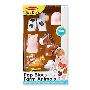 Melissa & Doug Pop Blocs Farm Animals Educational Baby Toy - 10 Linkable Pieces