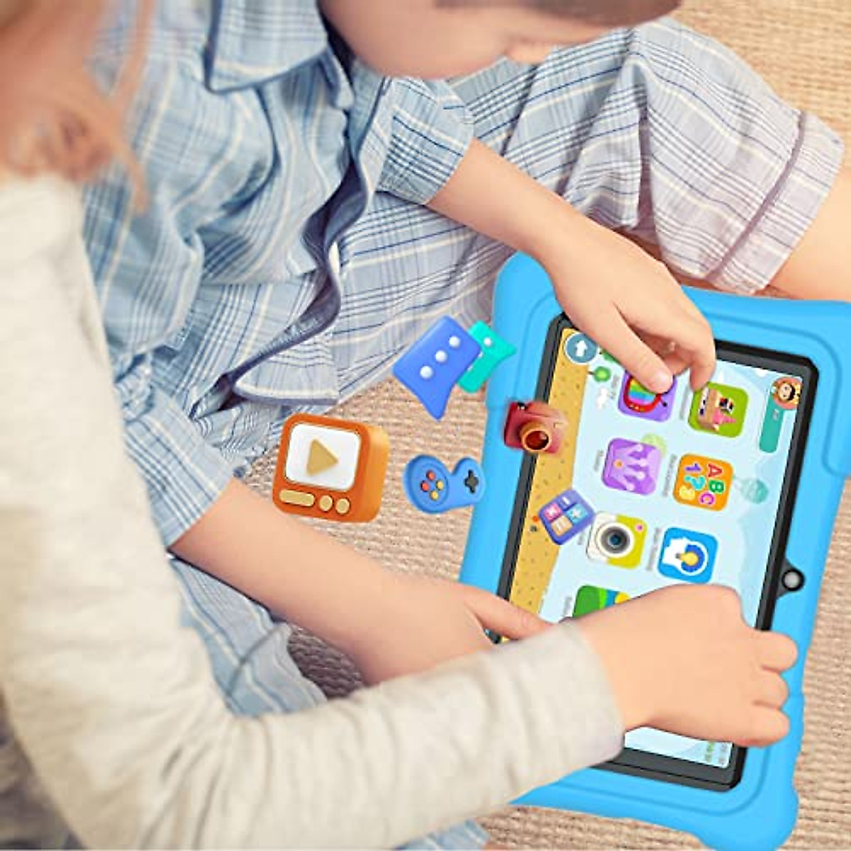 Kids Tablets, 7 inch Tablet for Kids, 32GB ROM, IPS HD Display, Android 11 Quad Core Processor, iWawa Pre Installed with Kid-Proof Case, Bluetooth, Dual Camera (Blue)