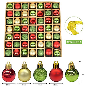 Fimcosy 1 Inch Miniature Christmas Ball Ornaments Set of 49 pcs Mini Christmas Tree Decorations for Small Christmas Tree Decor Home Indoor Decoration
