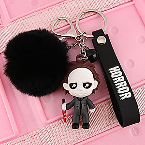 CEMMY XU Women Men Halloween Keychain Horror Movie Keychains Small Bell for Party Favor Key-304