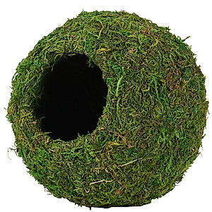 USMOLA Mossy Caves, Artificial Green Moss Caves Hide for Pet Reptile Frogs and Snakes, Terrarium & Vivarium Decor, Crested Gecko Tank Decor (4" - Woodland Green)