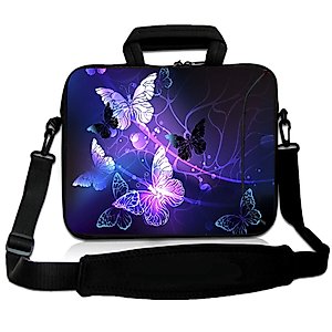 RICHEN 10 inch Messenger Bag Carrying Case with Handle Accessory Pocket Fits 7 to 10-Inch Laptops/Notebook/Kids Tablet (7-10.2 inch, Butterflies)