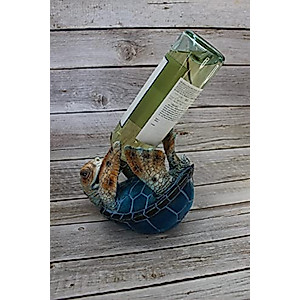 Sea Turtle Bottle Holder Turtle Figurine Natural Color Turtle Wine Bottle Holder, Blue