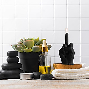 6sisc Middle Finger Scented Candle Black Danish Pastel Room Decor Aesthetic Pine Fragrance Natural Vegan Soy Wax Aromatherapy Candles Hand Gesture Candle for Home Bedroom Decoration Birthday Gift