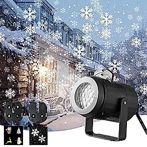 Callenbach Christmas Projector Lights, Snowflake Projector Rotating Christmas Snowfall Lights with 2 Film for Christmas Holiday Party Garden Indoor & Outdoor Decorations
