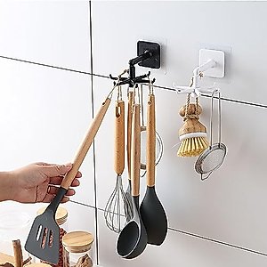 SJORHNUS Kitchen Swivel Hook, 4 Pack Swivel Folding Under Cabinet Kitchen Utensil Hooks, 360° Rotating Hanging Rack for Kitchen Utensils,Bathroom Towels,Entryway Key