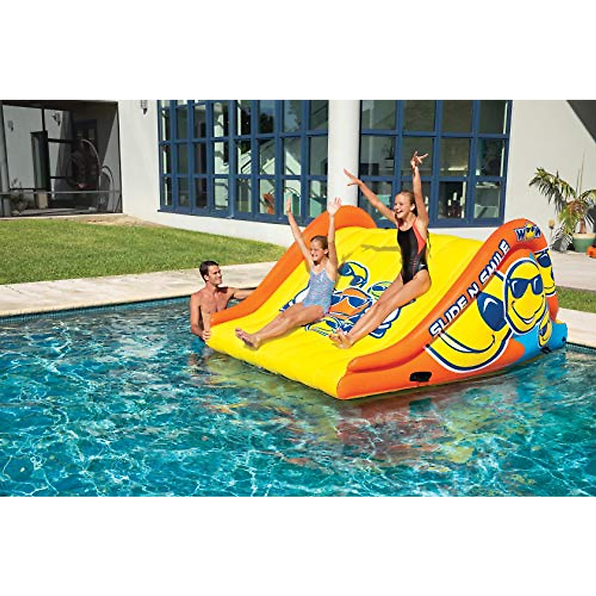 Wow Sports Slide N Smile Slide with 2 Lanes, Giant Floating Water Slide for Adults and Kids