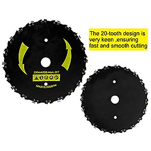 KAKO Chainsaw Brush Cutter Blade,9" x 20T Chainsaw Tooth Brush Blade,Brush Cutter Blades for Trimmers, Chainsaw Tooth Saw Blade,Chainsaw Brush Cutter Blade for String Trimmer,Weed Eater(2 Pack)