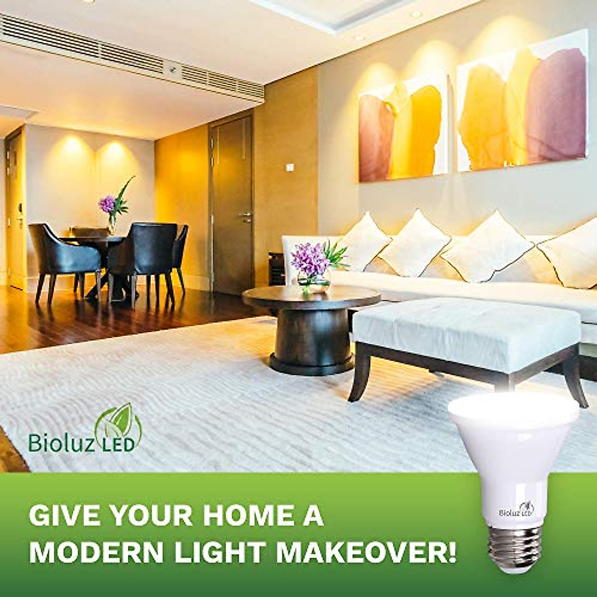 Bioluz LED PAR20 LED Bulbs 3000K 90 CRI 5.5W = 75W Replacement Soft White Dimmable Spot Light Bulb E26 Base 40 Degree Beam Angle UL Listed & Title 20 4-Pack