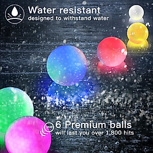 Glow in The Dark Golf Balls, Night Glowing Long Distance LED Golf Ball Colored, Golf Sports Games for Men Women and Children (6 Colors)