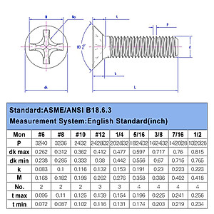 1/4-20 x 1 Flat Countersunk Head Machine Screws, Phillips Drive, 304 Stainless Steel 18-8, Full Thread, Coarse Thread UNC, 25 PCS