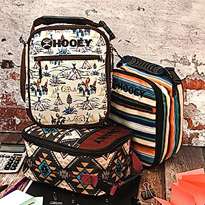 HOOEY Waterproof Liner Mesh Pockets Collapsible Lunch Box with Handle and Strap (Cream/Brown)