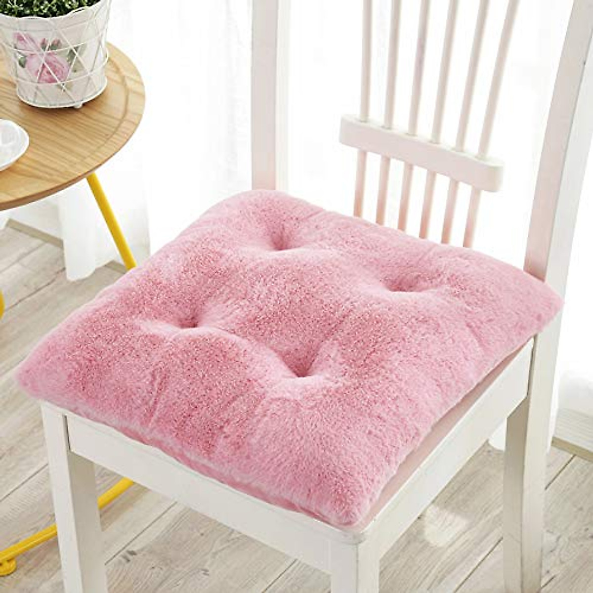 Tourequi Warm Nonslip Plush Wearproof Seat Cushions Thicken Office Winter Stool Pads (Pink)