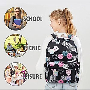 Galaxy Backpack Set 3-in-1 Kids School Bag, Junlion Laptop Backpack Lunch Bag Pencil Case for Teen Boys Girls One Size Multicolor