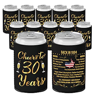 Xumbtvs 60th Birthday Decorations for Women and Men, Vintage 1964 Birthday Decor, Sixty Year Old Birthday Party Supplies, 12 Pcs Neoprene Can Cooler Sleeves for Soda, Beer, Beverage