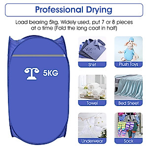 Travel Washing Machine, 800W Portable Clothes Dryer Portable Drying Rack for Laundry Foldable Clothes Drying Rack Energy Saving Clothing Dryers Portable Dryer for Apartments, Blue