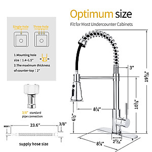SOKA Kitchen Sink Faucet Single Handle With Pull Down Sprayer 3 Working Mode Stream, Spray & Pause Fit for 1 or 3 Hole