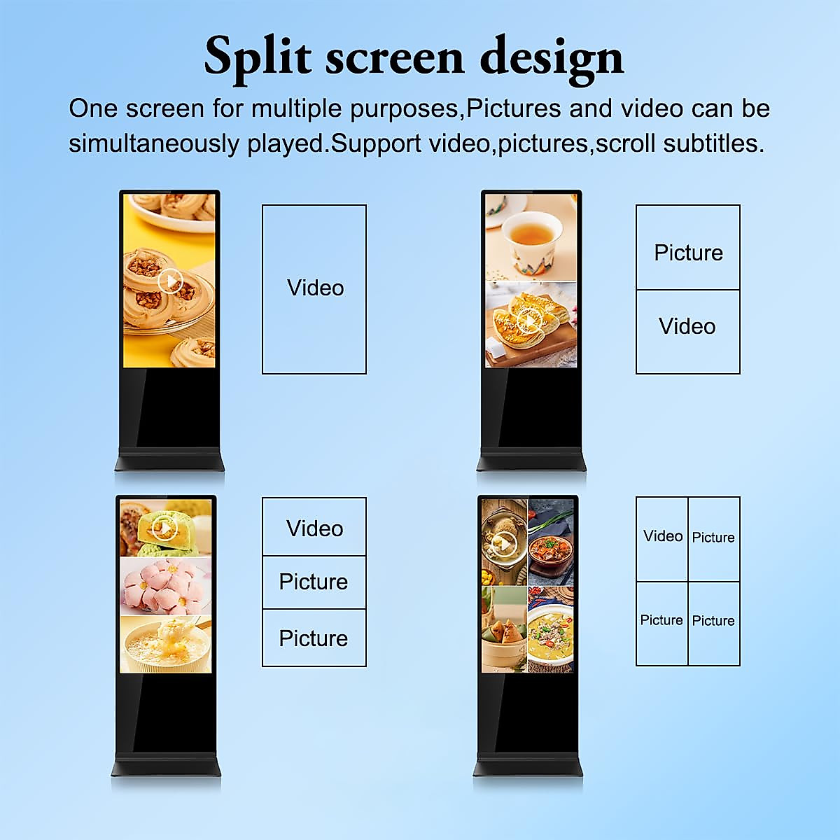 49 Inch Indoor Digital Signage Display Touch Screen Floor Standing Advertising Kiosk Android System with WiFi HDMI/USB Input Auto AD Player