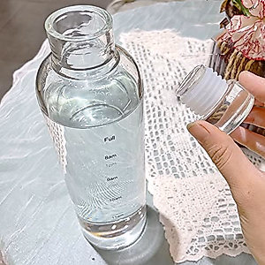Glass Ins Creative Girls Water Bottle Glass Cups High Sense Japanese Style Drinking Bottle Glass Scale Cups Milk Juice Cute Water Bottle with Time Scale