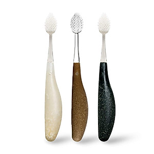 RADIUS Toothbrush Source Floss Brush BPA Free & ADA Accepted Improve Gum Health & Reduce Gum Issues - Medium - Cornstarch/ Wood/Money - Pack of 3