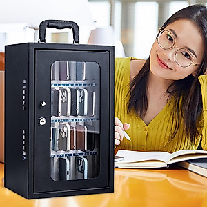 DJFOG Phone Storage Cabinet School Mobile Phone Safe Deposit Box Metal Durable Mobile Phone Storage Box Mobile Phone Storage Cabinet with Lock,Black,36bits