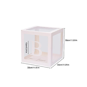 Baby Boxes with Letters for Baby Shower- Baby Balloon Boxes with Letters- A-Z 31 Letters- Gender Reveal Party Decoration Box- Clear Baby Shower Box Decorations- Baby Clear Boxes