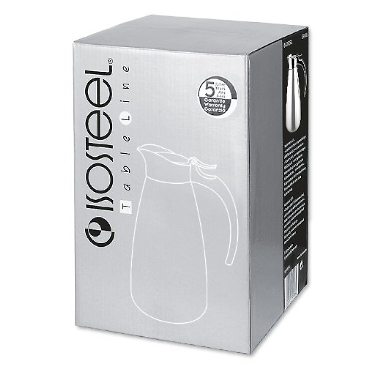 Isosteel 0.6 Litre 18/ 8 Stainless Steel Tableline Double-Walled Straight Shape Vacuum Pot with Flap Lid, Silver