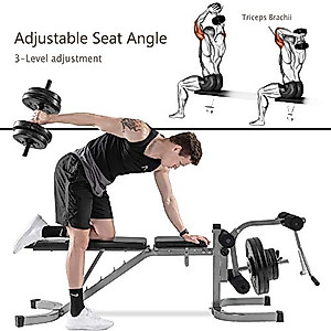 Merax Weight Bench with Leg Extension - 6+3 Positions Adjustable Olympic Utility Benches with Preacher Curl Upgrade Design