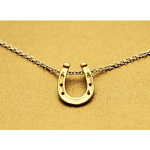 LANG XUAN Good Luck Horseshoe Pendant Friendship Chain Necklace with Meaning Card for Women Silver Gift