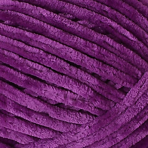 2 Skein La Mia Mellow Velvet Chenille Yarn for Knitting and Crocheting Baby Clothes, Blankets and Accessories, 100% Polyester, 100 gr (3.5 oz) / 115 m (125 Yards), Super Bulky, Purple - 940